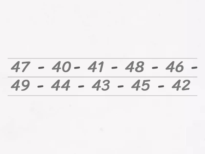 Numbers from 40 to 49 - Reordenar