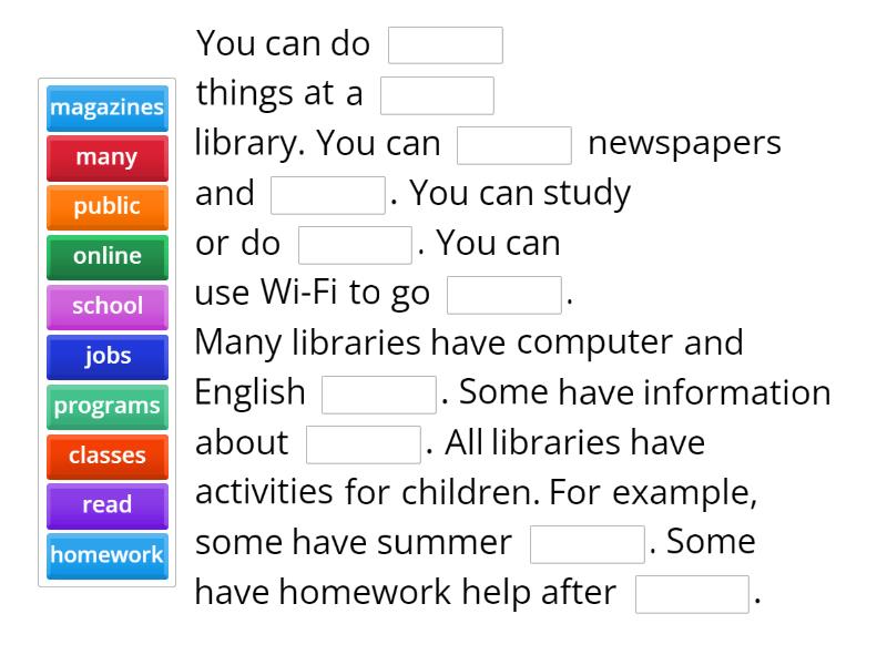 Your Public Library #1 - Complete the sentence