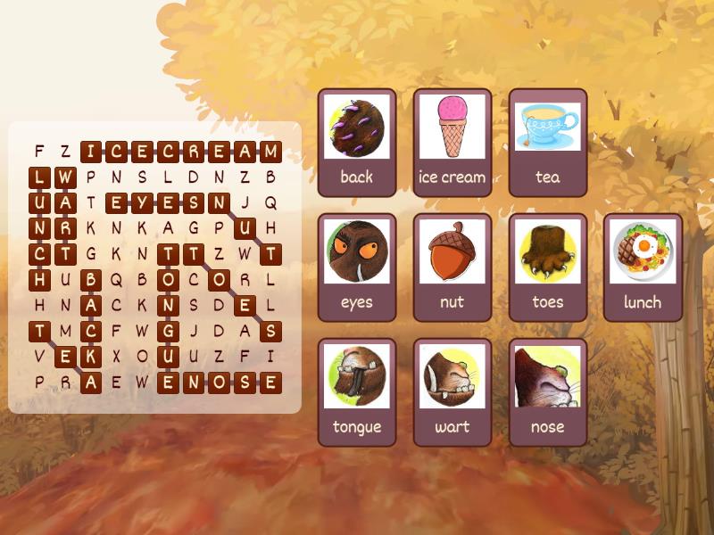 Word search - The Gruffalo - part 2 - MEIE - Wordsearch