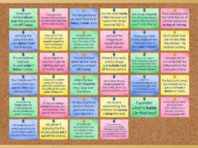 7B Prepositions of place and movement - Flip tiles