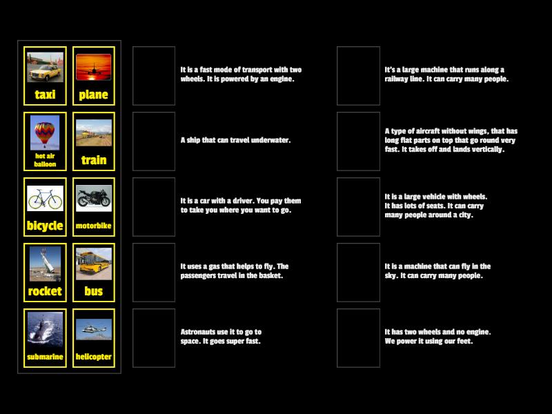 Different transportation - Match up