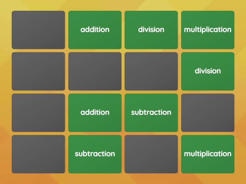 four operations - Matching pairs