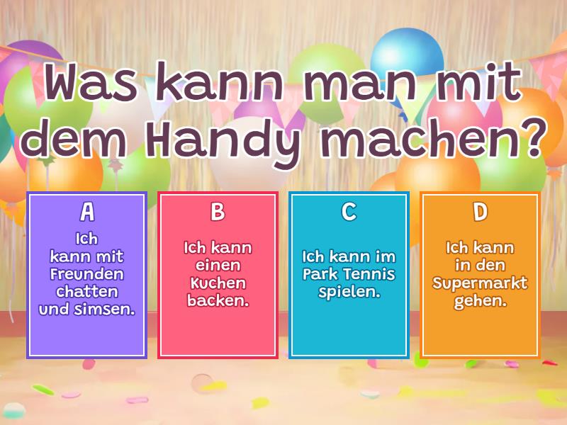 Was kann man mit dem Handy machen? - Cuestionario