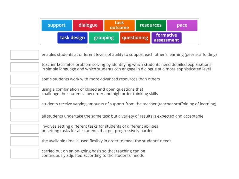 Ways to differentiate learning - Match up