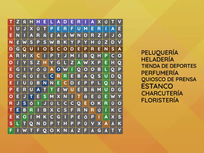 las tiendas - Wordsearch