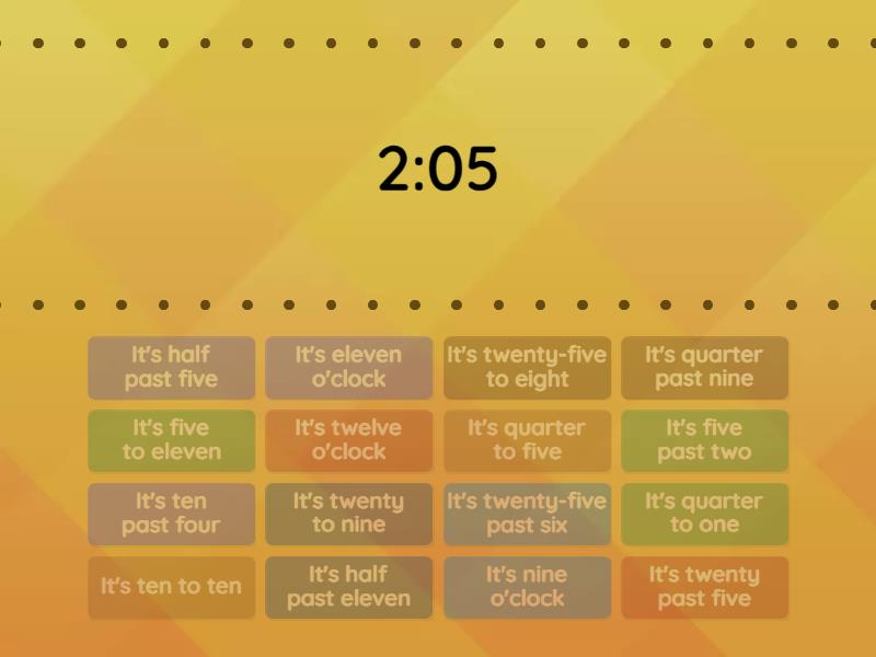 Unit 5: Telling Time Matching - Find the match
