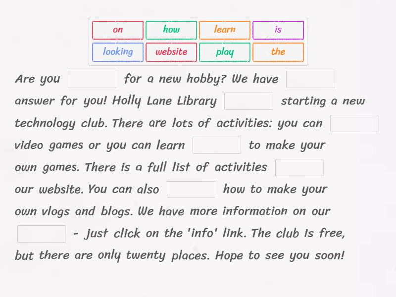 Technology vocabulary - Complete the sentence