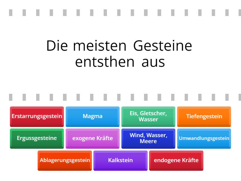Gesteine - wichtige Begriffe - Find the match