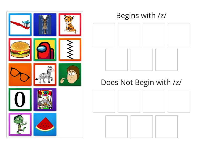 Beginning Sound /z/ Sort - Group sort