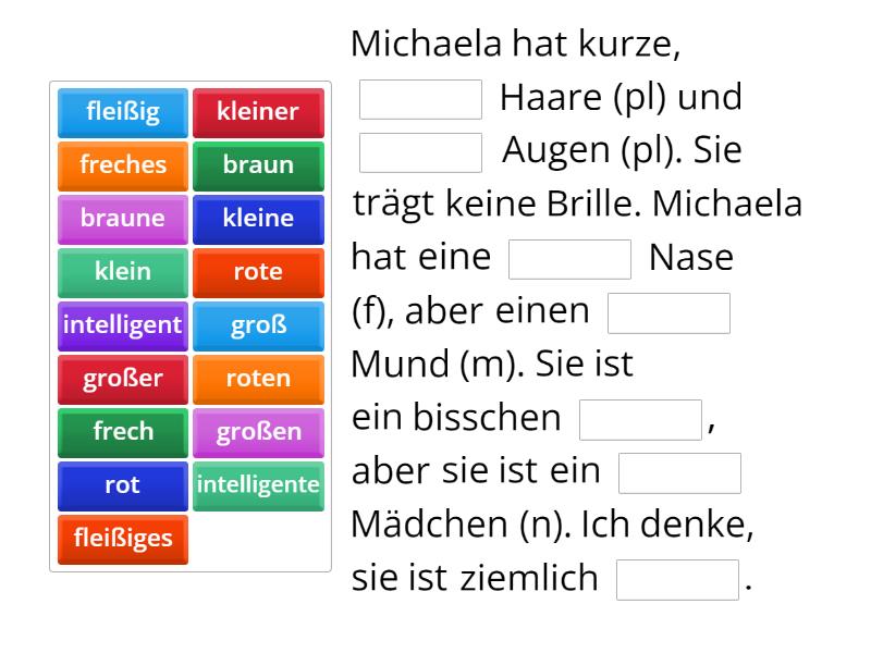 GCSE German Adjective endings (accusative and root adjectives ...