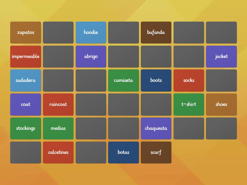 Spanish Clothing - Matching pairs