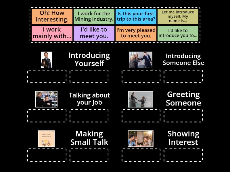 Introducing Yourself at Work. 2 EBC B1.1 U1. Develop - Group sort