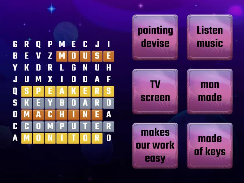 Parts of the computer spelling (2) - Wordsearch