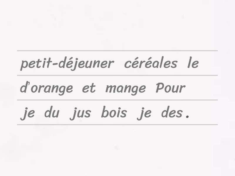 Y8 -Foods with meal times - Unjumble