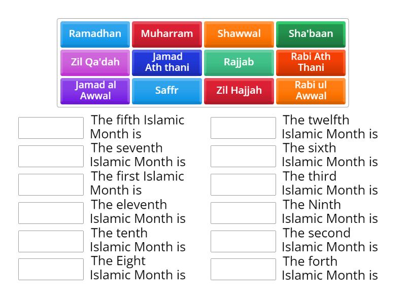 Islamic Months - Match up