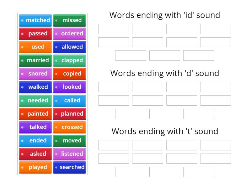 'ed' Phonics - Group sort