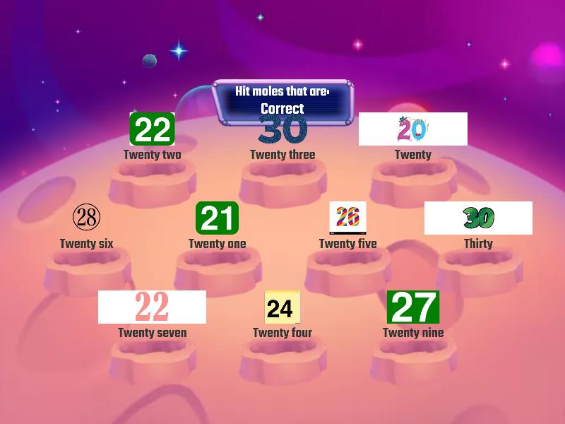 numbers (20-30) - Whack-a-mole