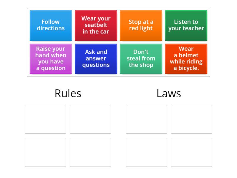 Year 4 Rules and Laws - Group sort