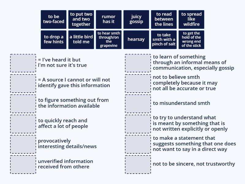 Gossip idioms - Match up