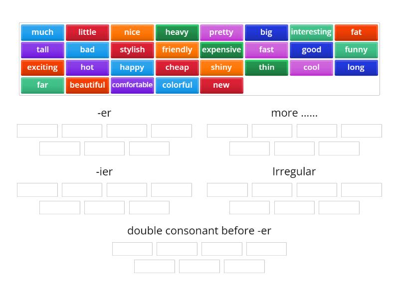 Comparative Adjectives - Rules - Group sort