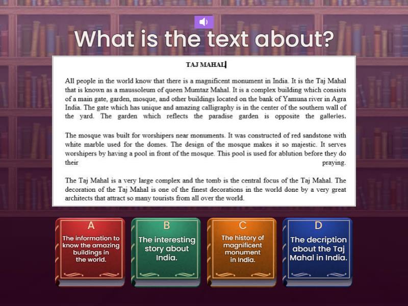 Assignment of Reading Comprehension Descriptive Text about Tourism Taj ...