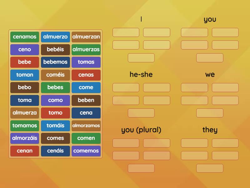 comer-tomar-beber-almorzar-cenar - Group sort