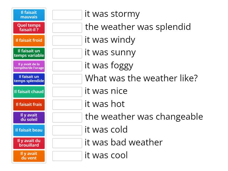Weather (Past tense) S3 - Match up