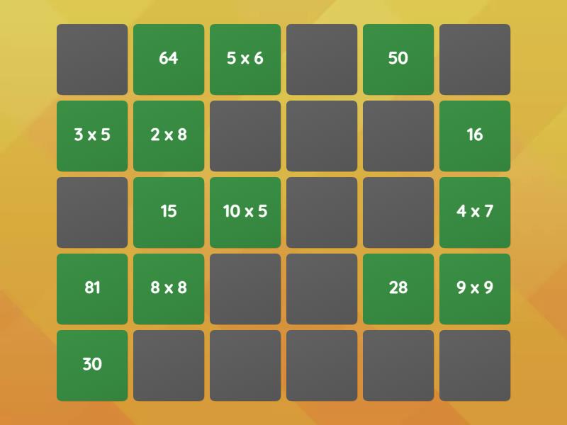 Multiplication Matching Game - Matching pairs