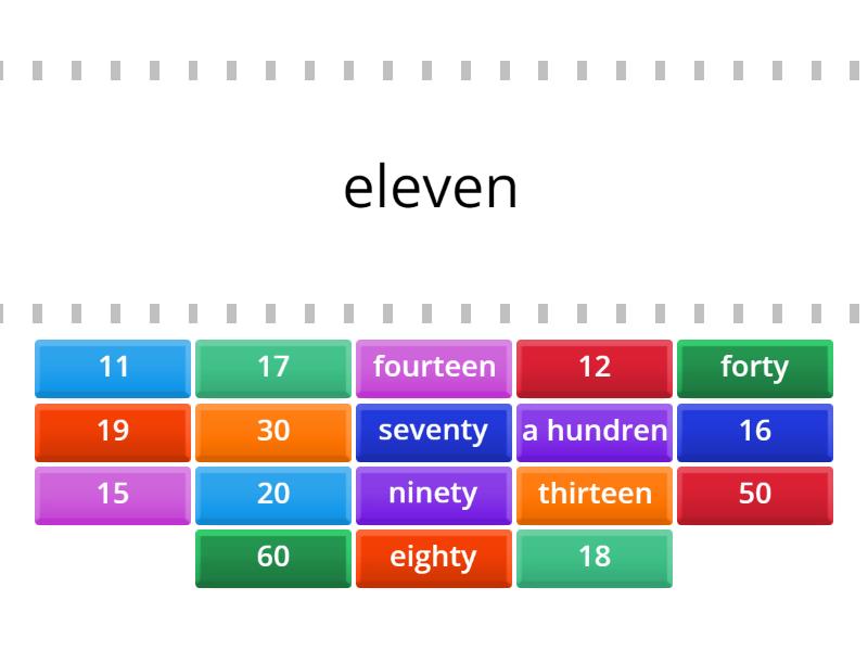 Matching numbers and words to -teen and -ty - Find the match
