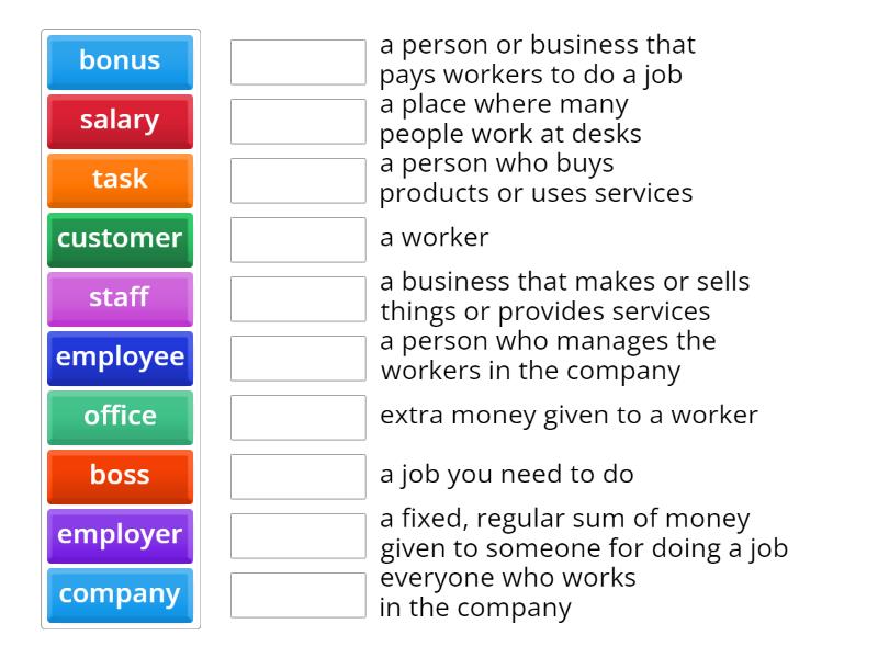 Work (nouns) - Match up