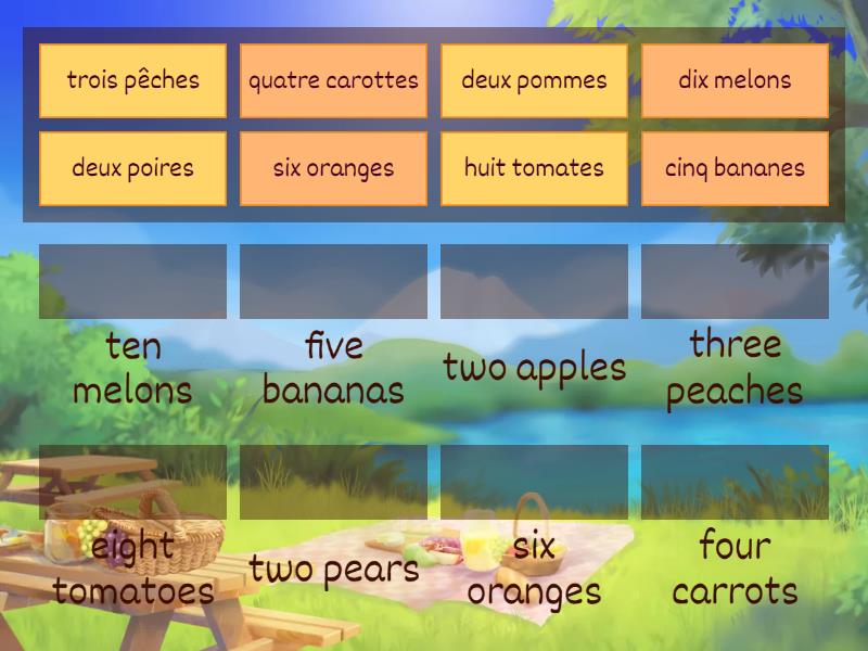 Fruit and vegetable plural nouns - Match up