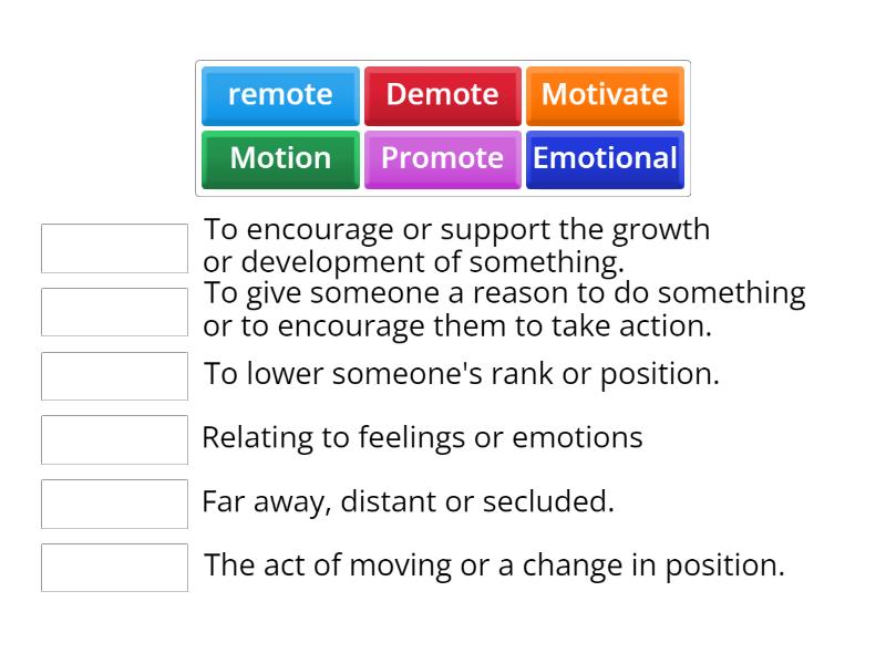 Root word - mot - Match up