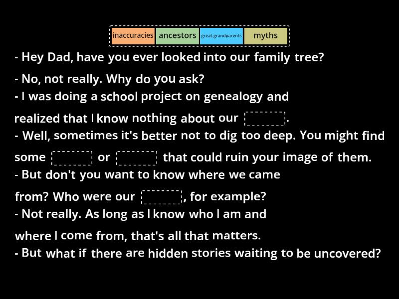 Family Tree Advanced - Complete the sentence