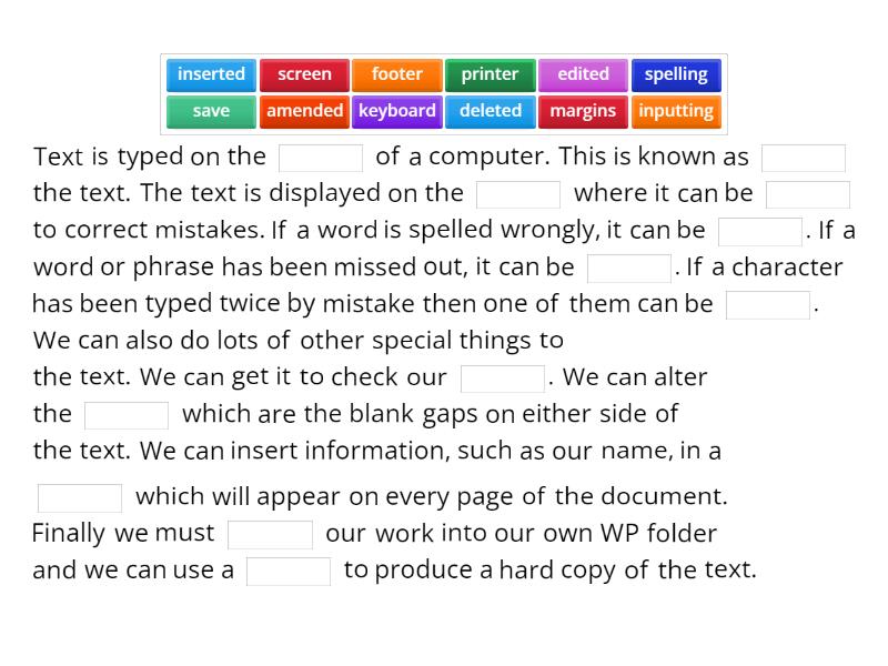 CC WP Missing Words - Complete the sentence