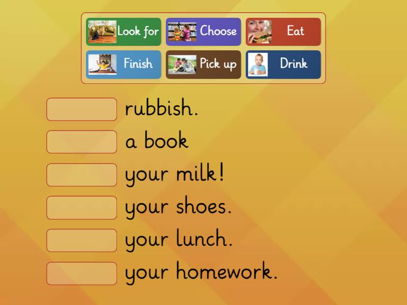 Imperative (bossy) verbs matching 1 - Match up