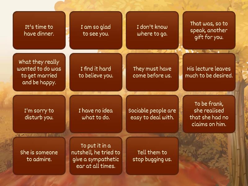 Attribute, object, parenthesis (infinitives) - Flip tiles