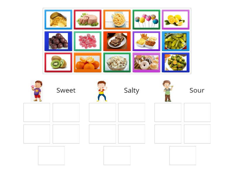 Food flavors - Sweet, salty and sour - Group sort
