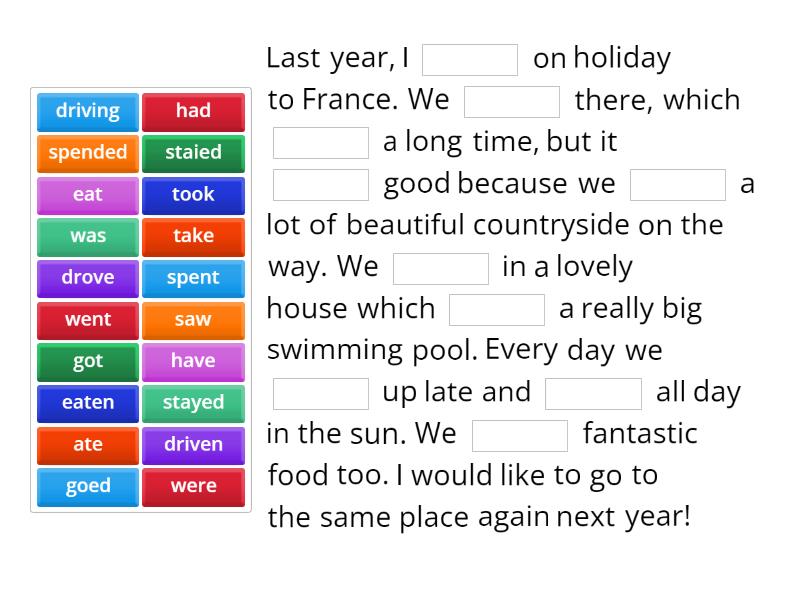 A2 READING PART 5_the simple past - Complete the sentence