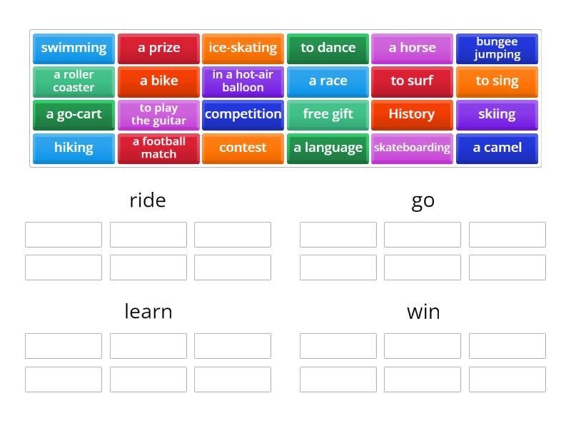 GG 4 - Unit 3 - 3.1 - words collocations - Group sort