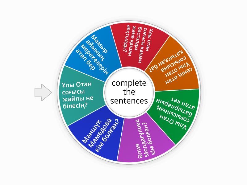 sentences - Spin the wheel