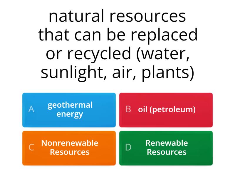 Natural Resources & Fossil Fuels - Quiz