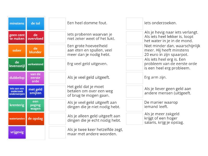 Taal groep 6, thema 8 week 3 en extra woorden - Match up