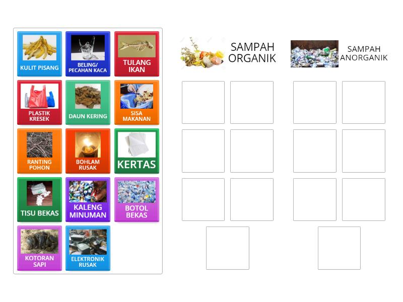 AYO MENGELOMPOKKAN JENIS SAMPAH ORGANIK DAN ANORGANIK - Ordenar por grupo