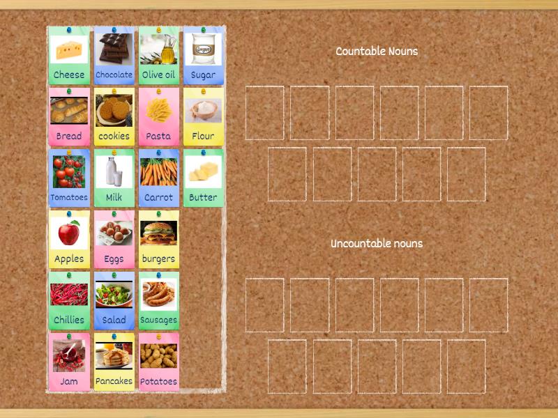Countable and uncountable nouns - Group sort