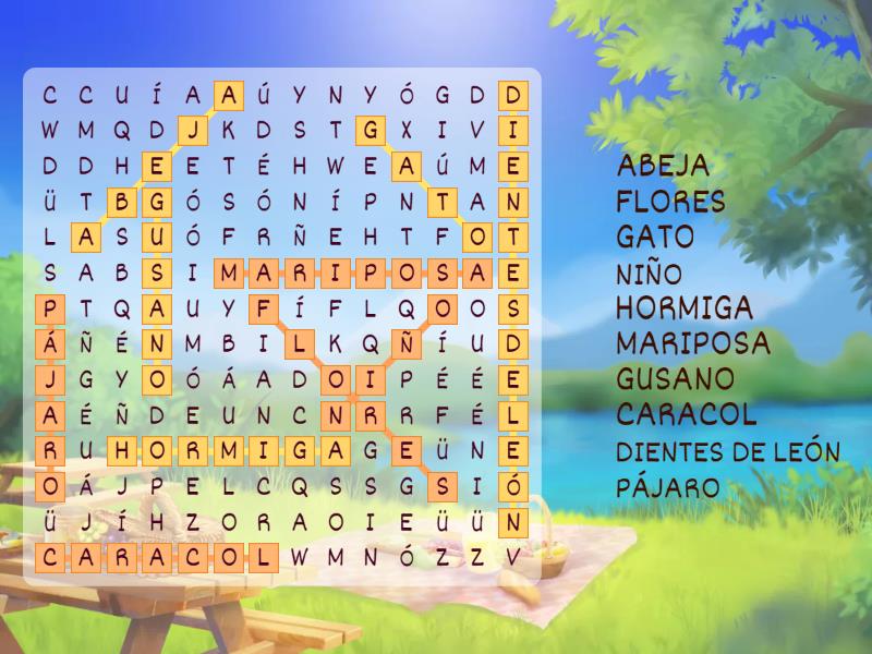 Seres vivos - Wordsearch