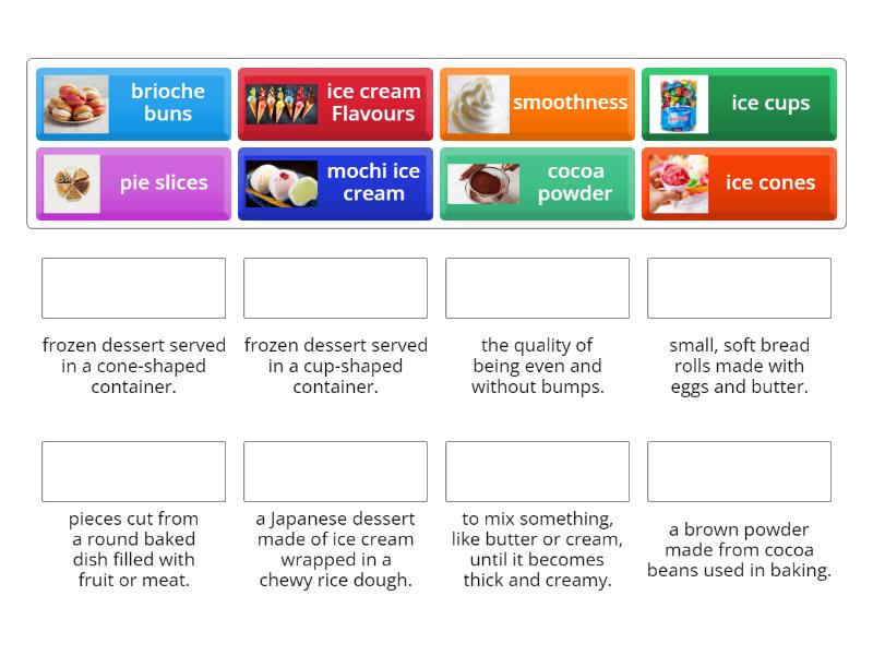 Ice Cream Vocabulary - Une las parejas