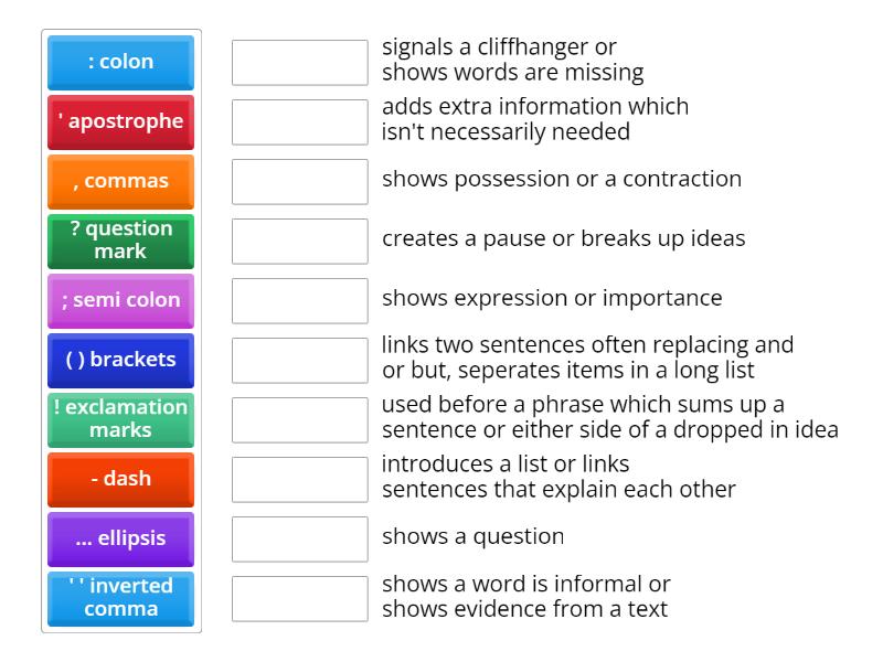 General Punctuation HARD - Match up