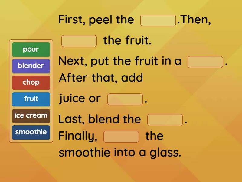 Fruit Smoothie Missing Words - Complete the sentence