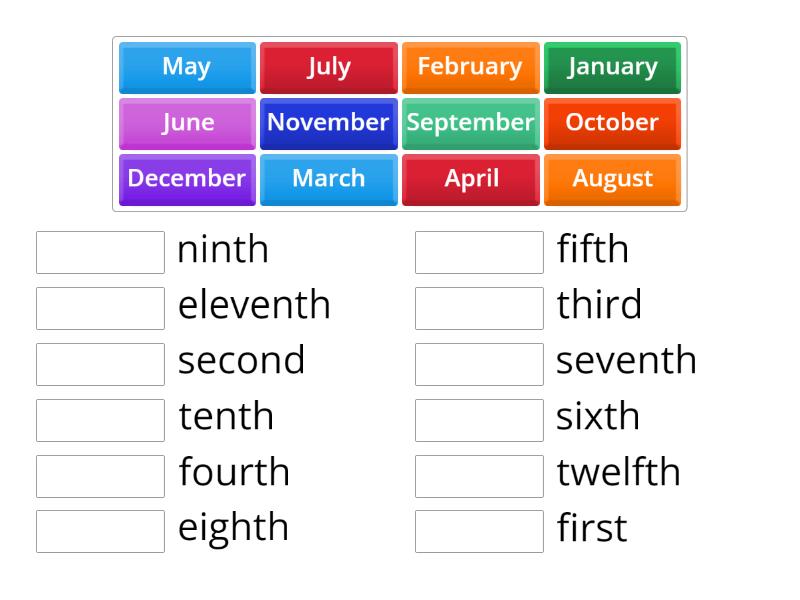 months and ordinal numbers - Match up