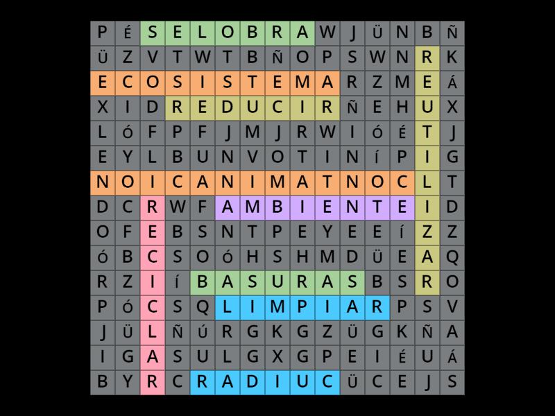 cuidar el medio ambiente - Sopa de letras
